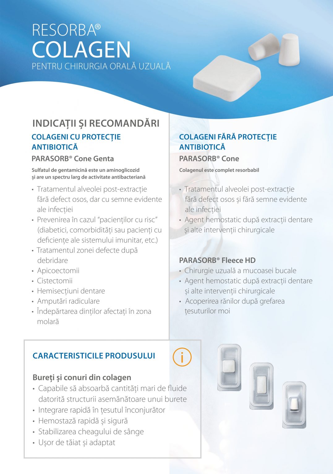 Bureti hemostatici de colagen - Parasorb Fleece - YTS Dental